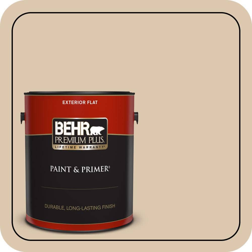 BEHR PREMIUM PLUS 1 gal. #N270-2 Lentil Flat Exterior Paint & Primer ...