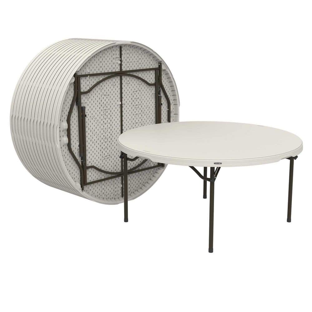 Lifetime 60 in. Almond Plastic Stackable Folding Banquet Table (Set of ...