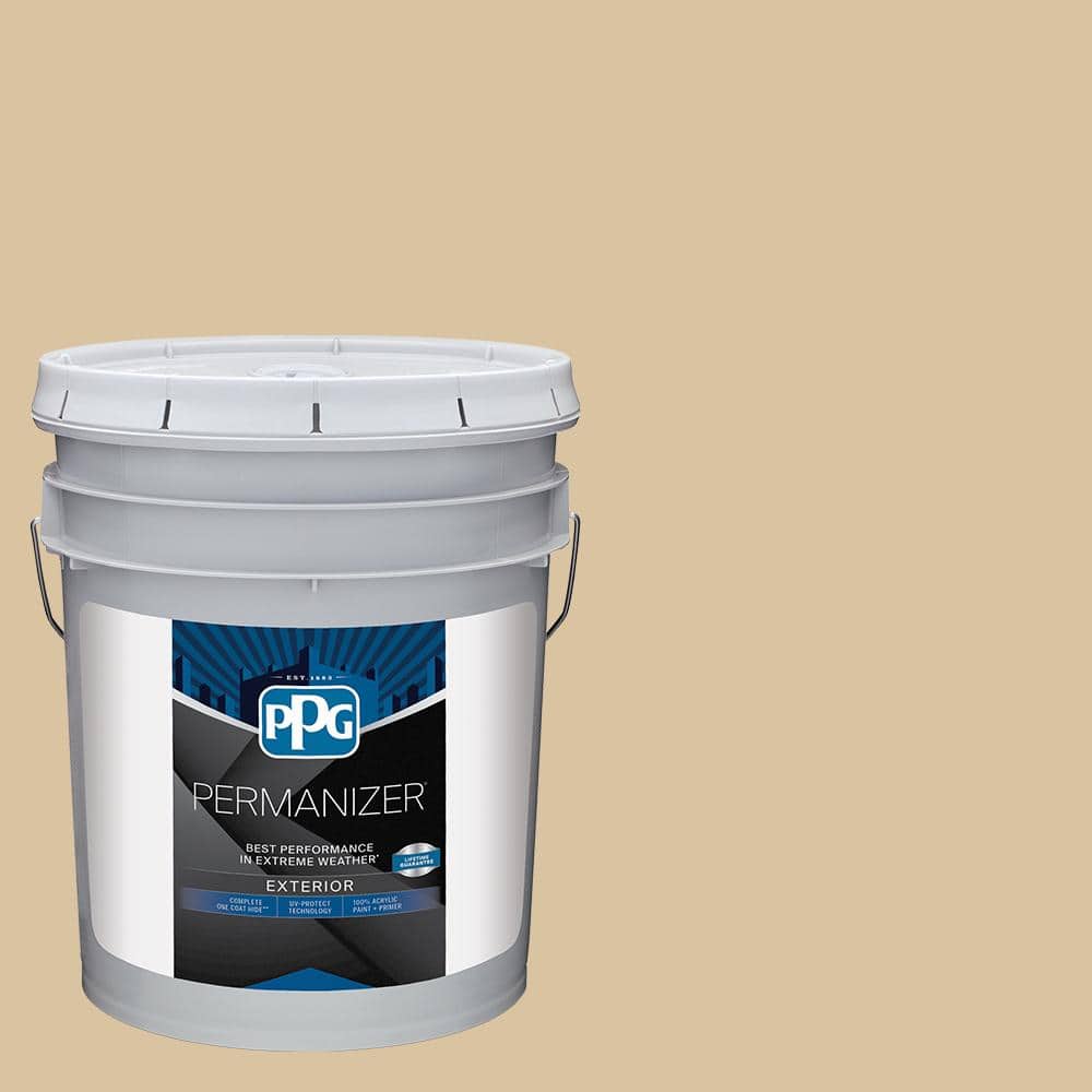 PERMANIZER 5 gal. PPG1094-3 Birch Beige Satin Exterior Paint PPG1094 ...