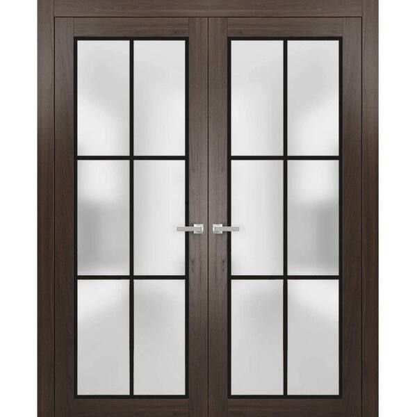 Sartodoors 84 in. x 96 in. 2 Panel Oak Finished Solid Wood with ...