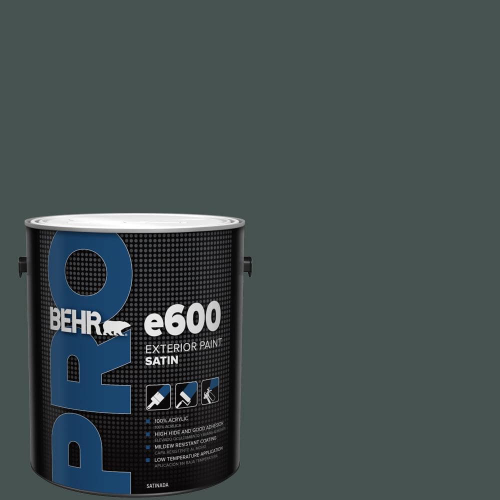 BEHR PRO 1 gal. #MQ6-44 Black Evergreen Satin Exterior Paint PR64301 ...