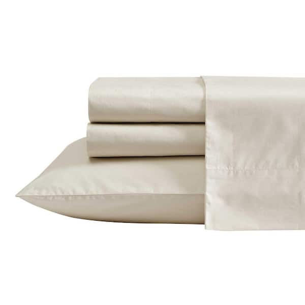Nautica Bayview 3-Piece Birch Beige Percale Cotton Twin Sheet Set ...