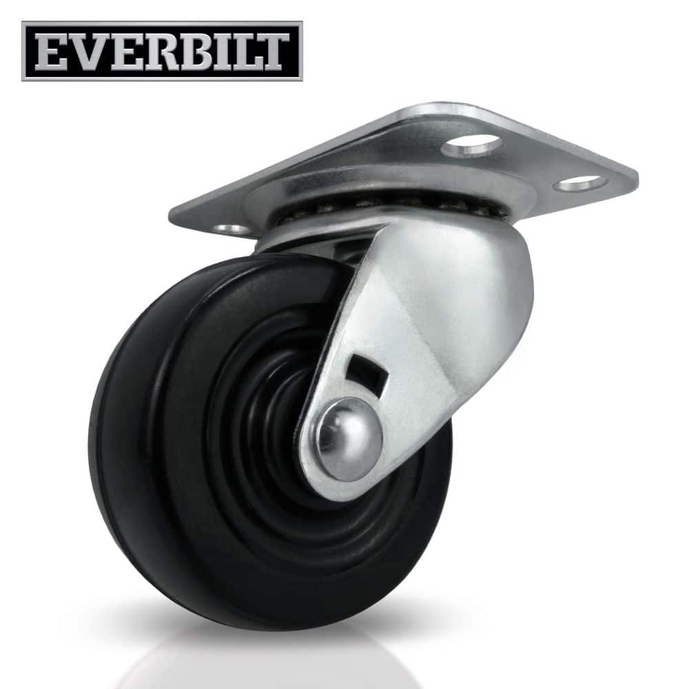 Everbilt 2 in. Black Soft Rubber and Steel Swivel Plate Caster with 90 ...
