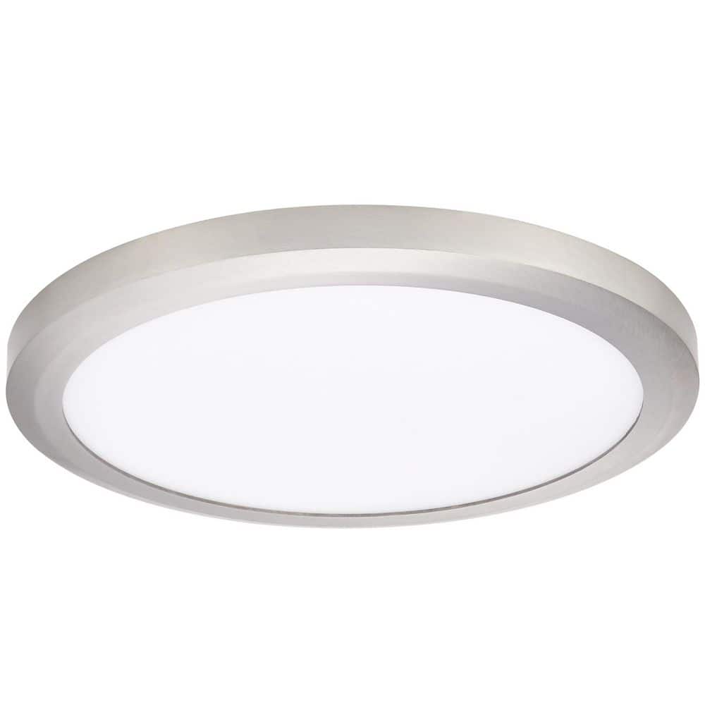 Maxxima 15 in. Satin Nickel LED Flush Mount Ceiling Light, 5 CCT 2700K ...