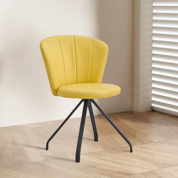 Harper & Bright Designs Light Yellow Faux Leather Upholstered Metal 360 ...