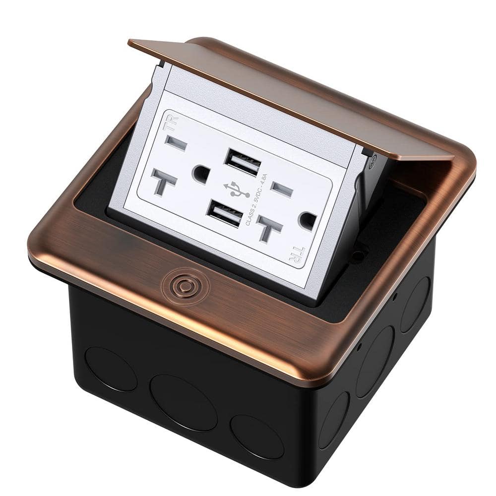 Ahfiwaso 20 Amp 120-Volts Pop-Up Floor Electrical Outlet in Bronze with ...