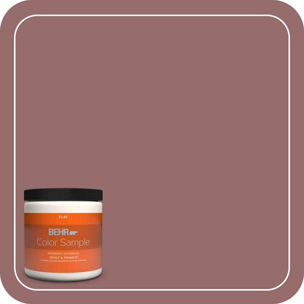BEHR PREMIUM PLUS 8 oz. #140F-5 Clay Ridge Flat Interior/Exterior Paint ...