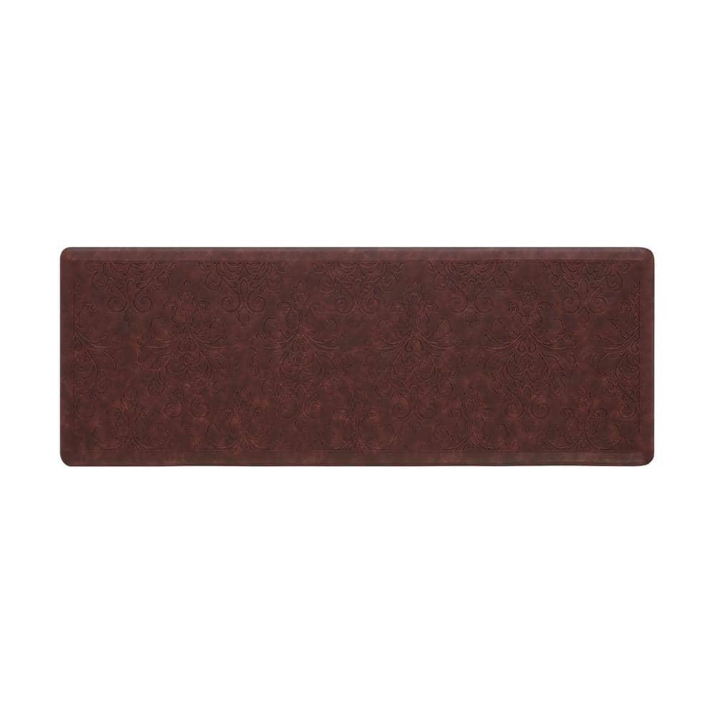 Chef Gear Marni Red 17.5 in. x 48 in. Floral Synthetic Kitchen Mat ...