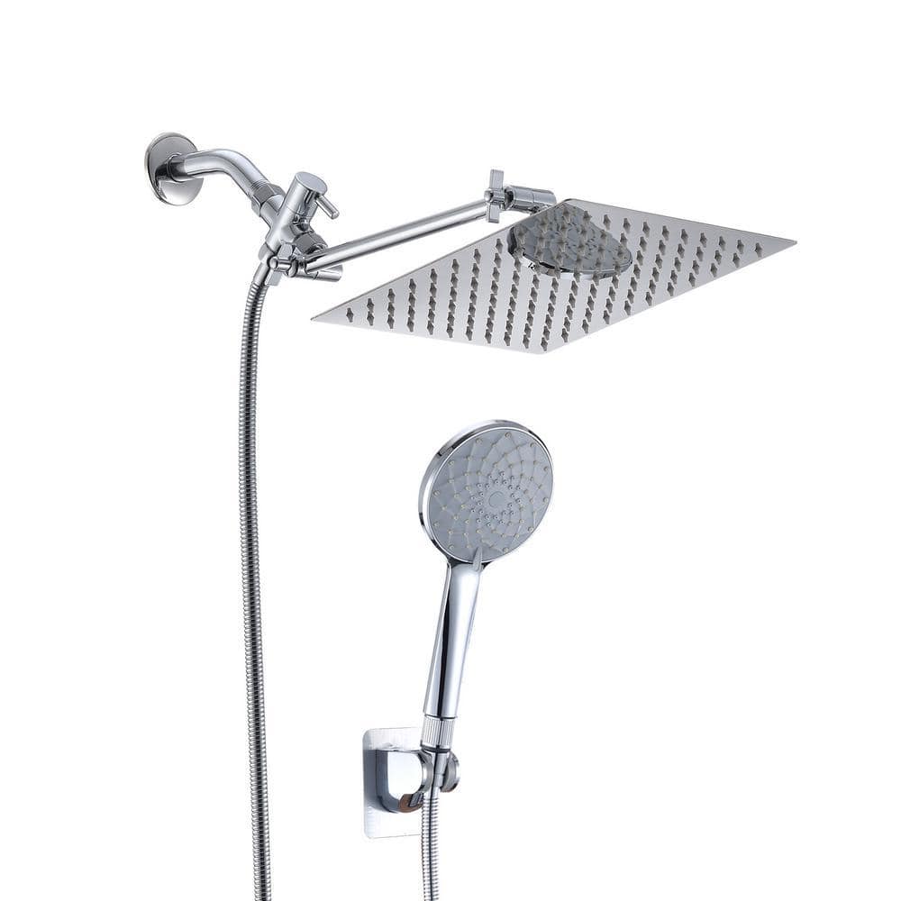 1-Spray Patterns 10 in. Wall Mount Fixed and Handheld Shower Head 2.5 ...