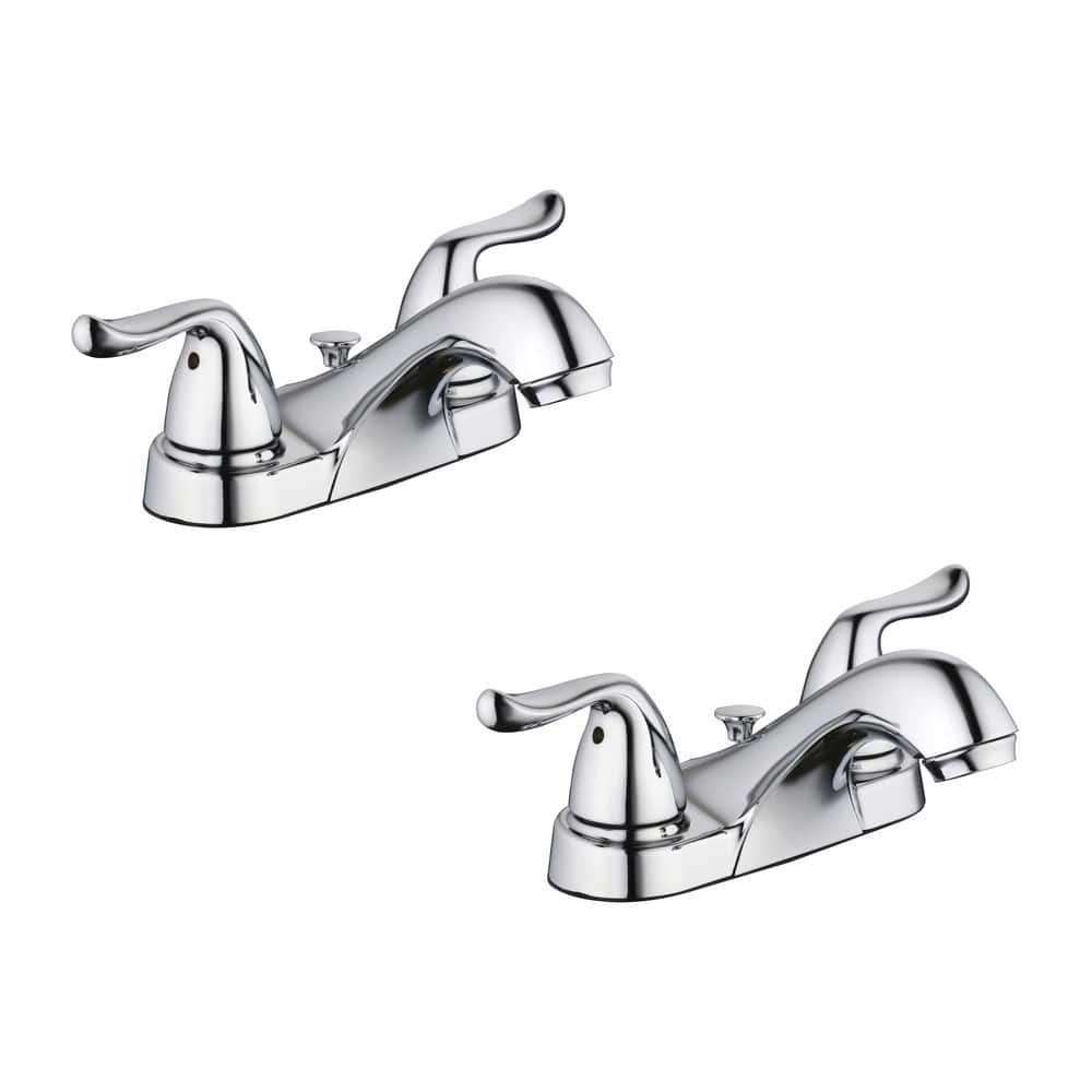 Glacier Bay Constructor 4 in. Centerset Double-Handle Low-Arc Bathroom ...