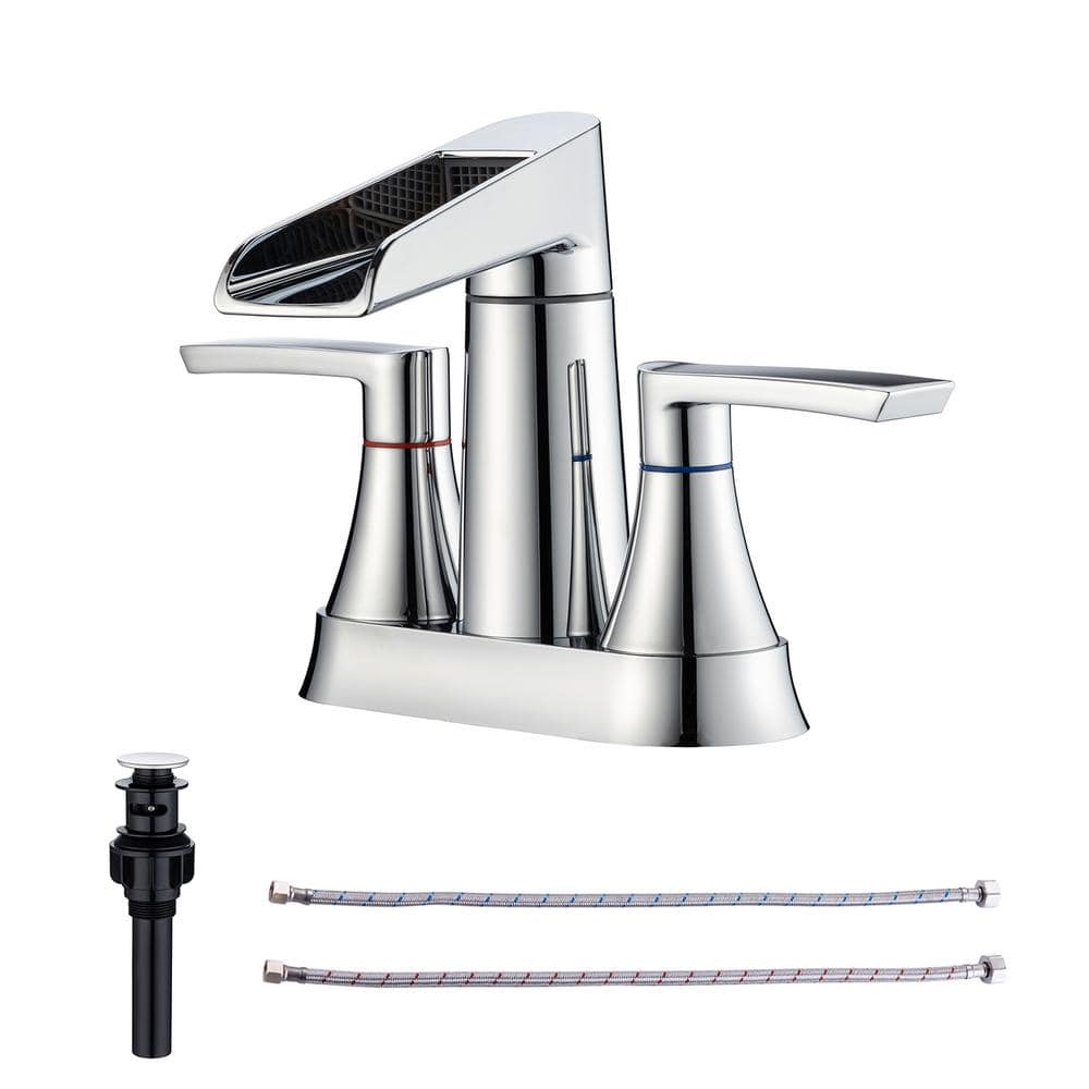 RAINLEX Waterfall 4 in. Centerset 2-Handle Lavatory Bathroom Faucet ...