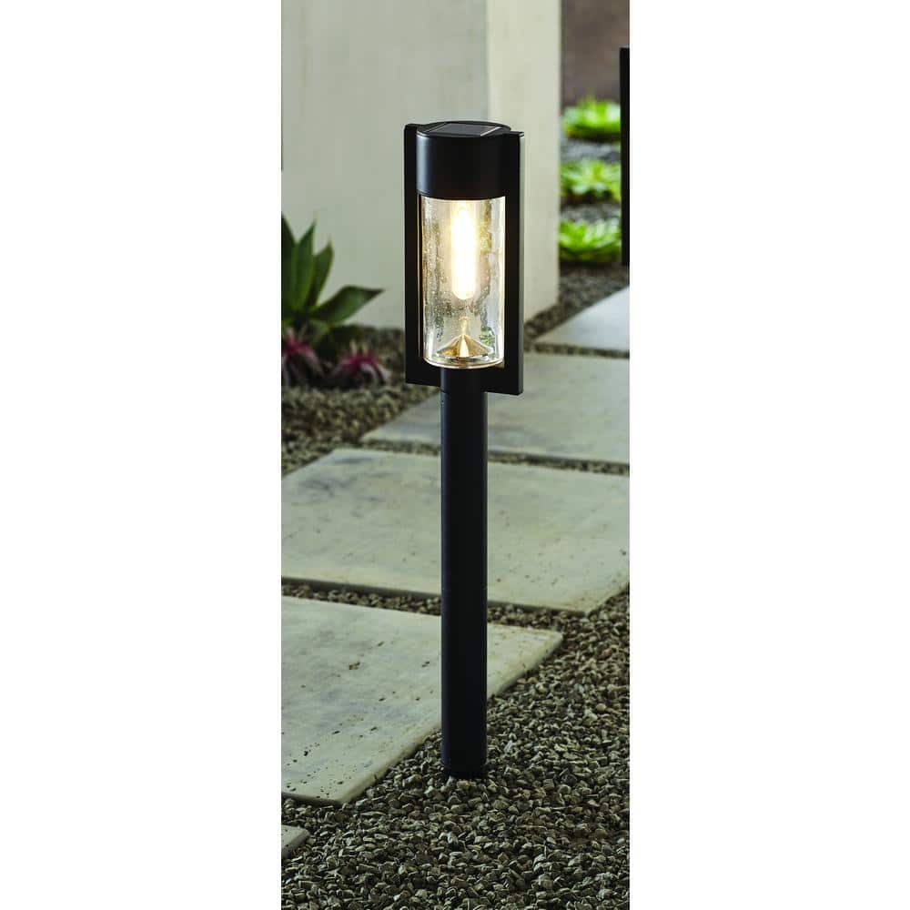 Hampton Bay Clermont 15 Lumen Black LED Weather Resistant Outdoor Solar ...