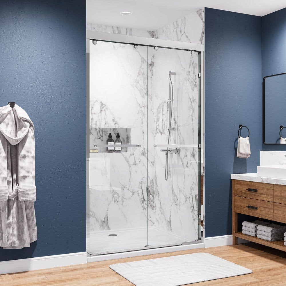 MEDUNJESS WYonder 44 to 48 in. W x 75 in. H Sliding Semi Frameless ...
