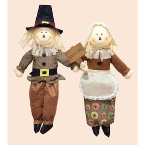 24 in. Sitting Boy And Girl Pilgrim Holding a Welcome Sign 2277 - The ...