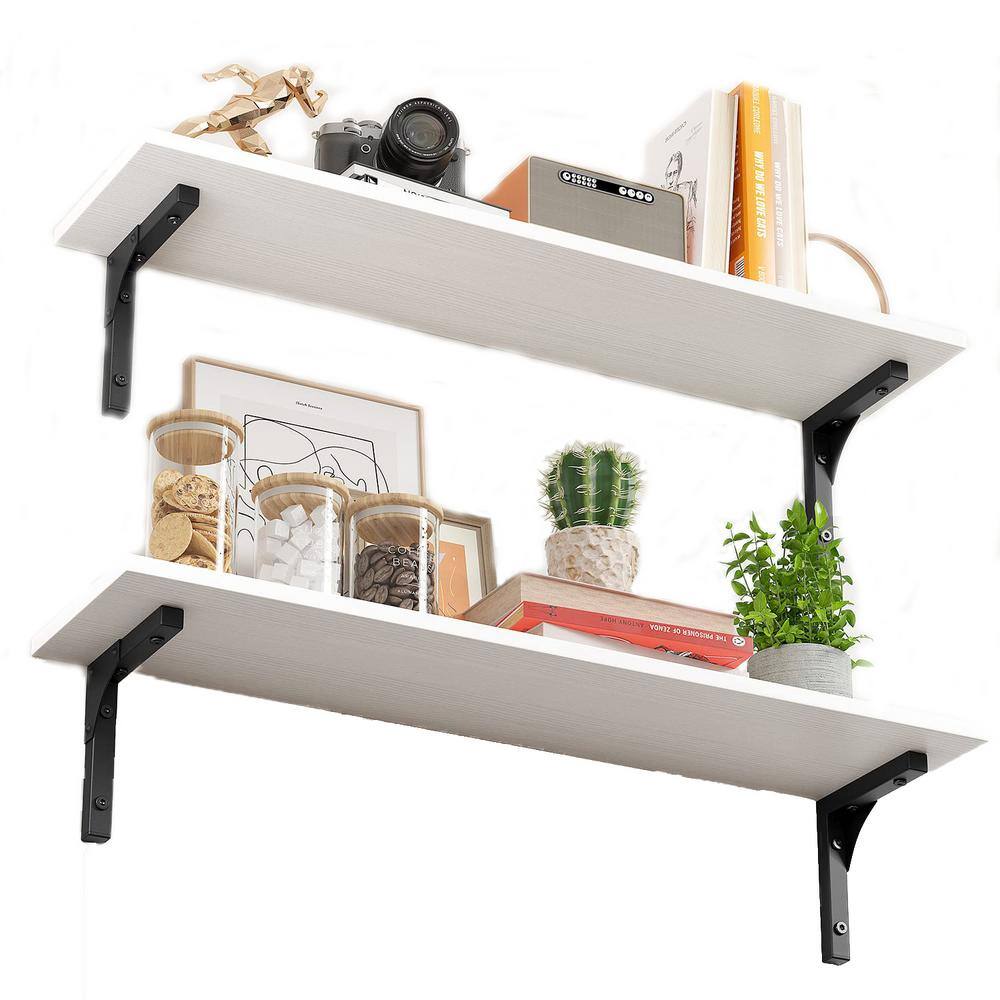 31.5 in. W x 7.8 in. D Floating Shelves Wood for Wall, Set of 2 Wider ...