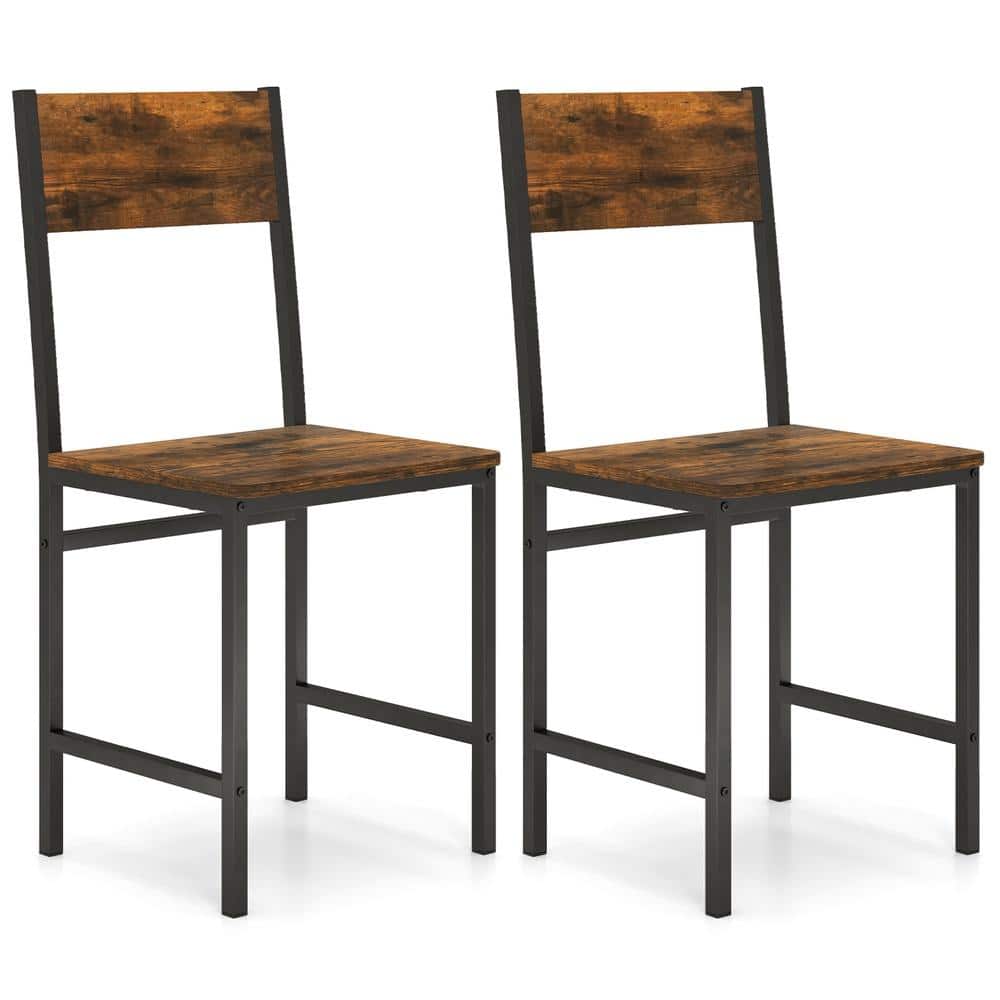 SKONYON Industrial Kitchen Side Chairs Set of 2 with Metal Legs and ...