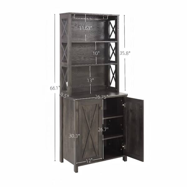 20-Bottle Charcoal Gray Wood Frame Side Home Source Bar Cabinet and ...