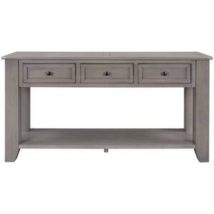 Harper & Bright Designs 59 in. Gray Standard Rectangle Wood Console ...