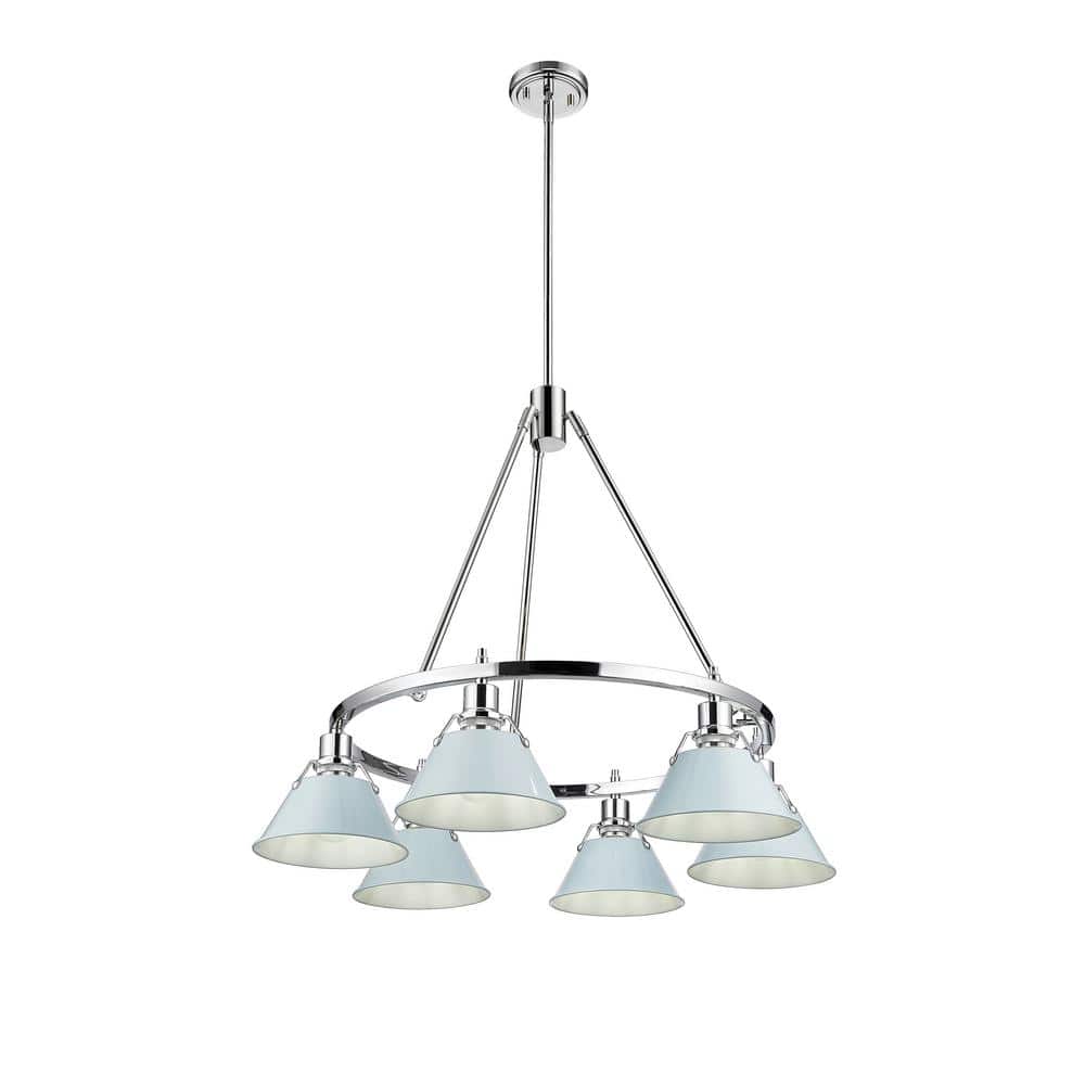 Golden Lighting Orwell 6-Light Chrome and Dusky Blue Chandelier 3306-6 ...