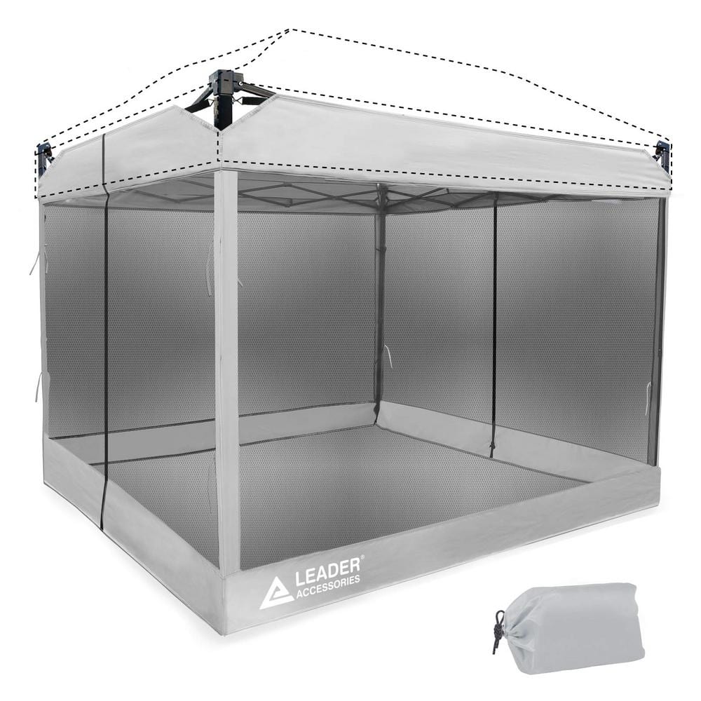 Angel Sar 10 ft. x 10 ft. Mesh Screen Zippered Wall Panels for Canopy, Silver (Tent Walls Only ...