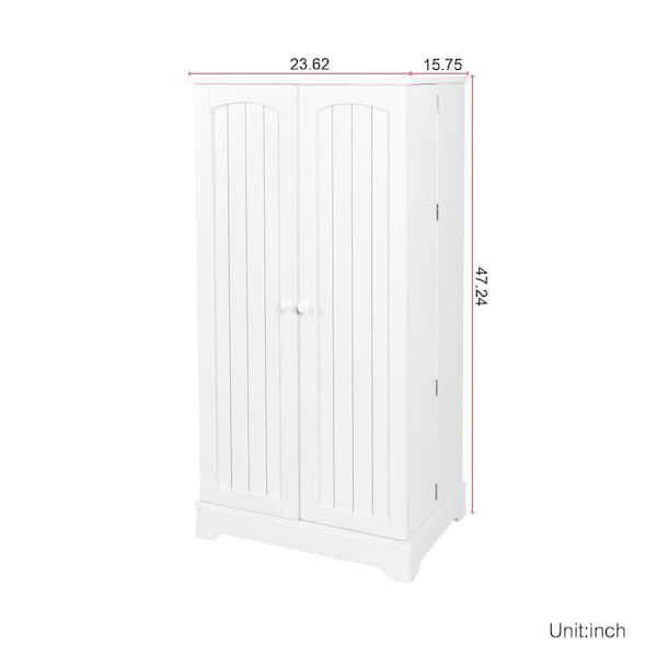 XUJMK 27 in. W x 16 in. D x 47 in. H White Linen Cabinet Kitchen Storage Cabinet with Adjustable Shelves Freestanding Kitchen LM W331P205661