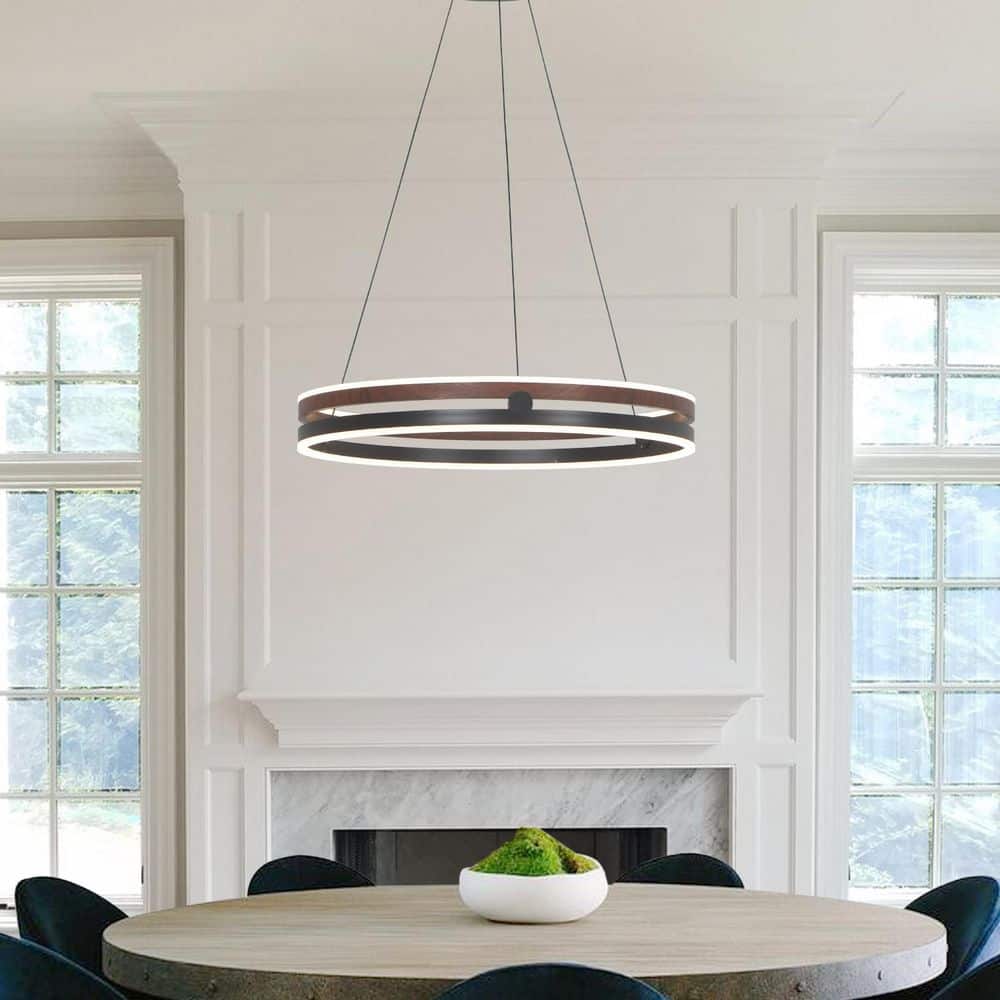 UMEILUCE LED 48 Watt 1 Light Black&Walnut Finish Integrated LED ...