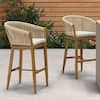 PURPLE LEAF Modern Aluminum PE Rattan Bar Height Outdoor Bar Stool with Back and Beige Cushion ...