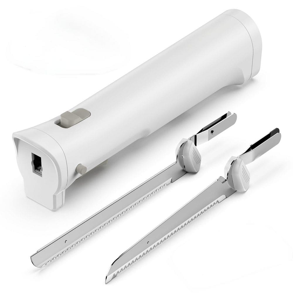 Wudkey 18.4 in. Stainless Steel Electric Knife with ABS Handle in White ...