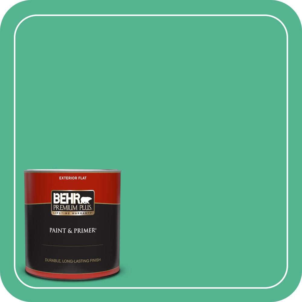 BEHR PREMIUM PLUS 1 qt. #MQ4-16 Aruba Green Flat Exterior Paint ...