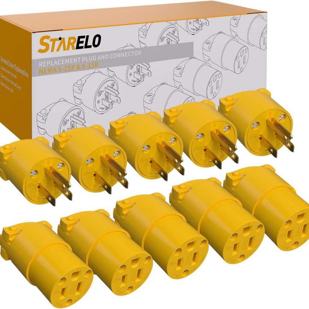 Lukyamzn 15-Amp 125-Volt 3-Wire Grounding Plug and Connector Set with ...