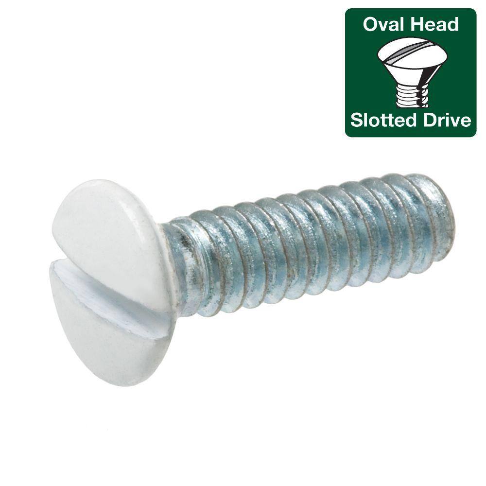 Everbilt #6-32 x 1/2 in. White Oval-Head Slotted Drive Switch Plate ...