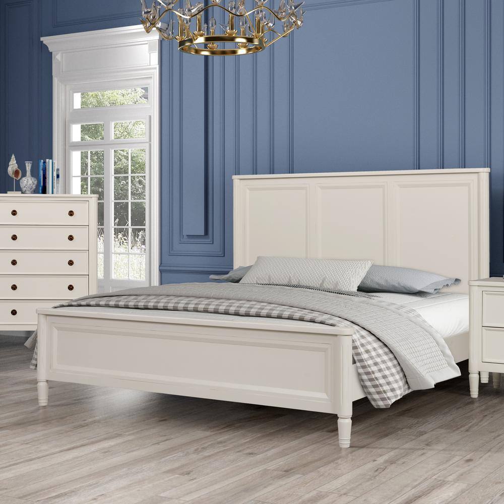 Furniture of America Whitfield Modern French White Wood Frame Queen ...