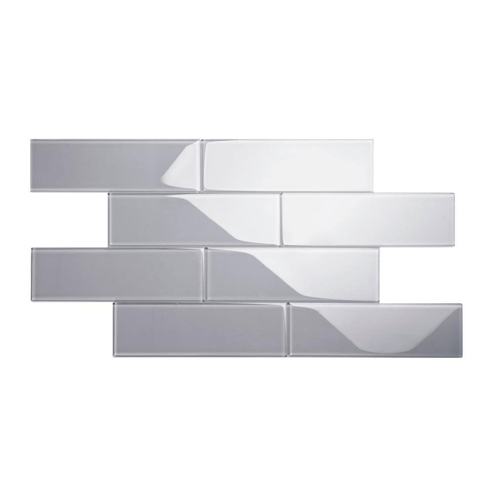 Giorbello Lavender Gray 4 in. x 12 in. x 8mm Glass Subway Tile (5 sq ...
