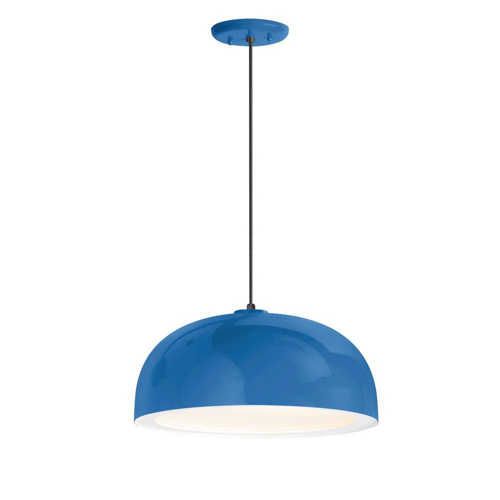 Troy RLM Dome 16 in. Shade 1-Light Blue Finish Pendant 5DDM16MBLUWT-BC