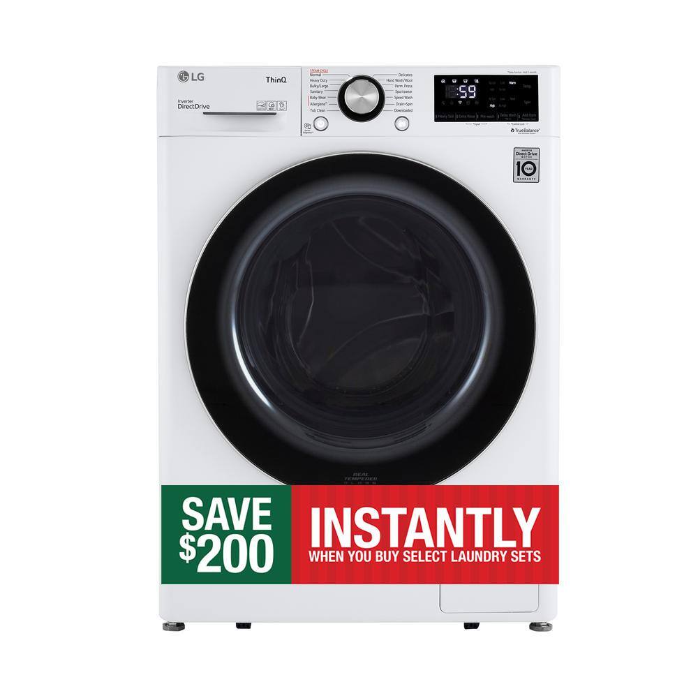 LG 24 in. W 2.4 Cu. Ft. Compact Stackable SMART Front Load Washer in ...