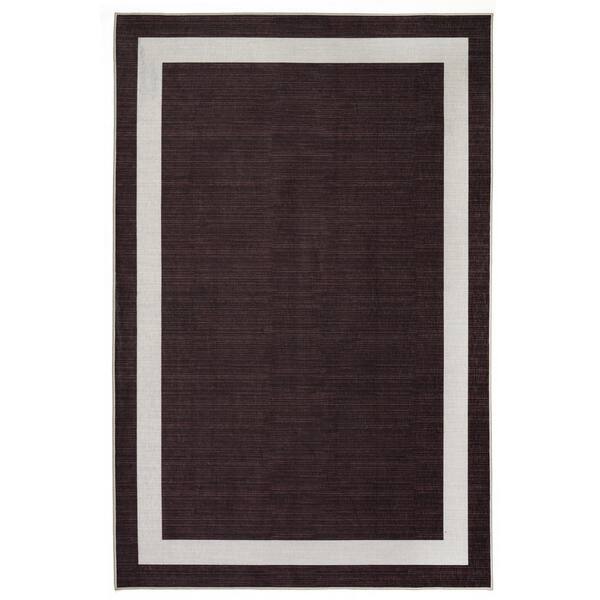Everest Brown Creme 5 ft. 4 inch. X 8 ft. Machine Washable Geometric ...