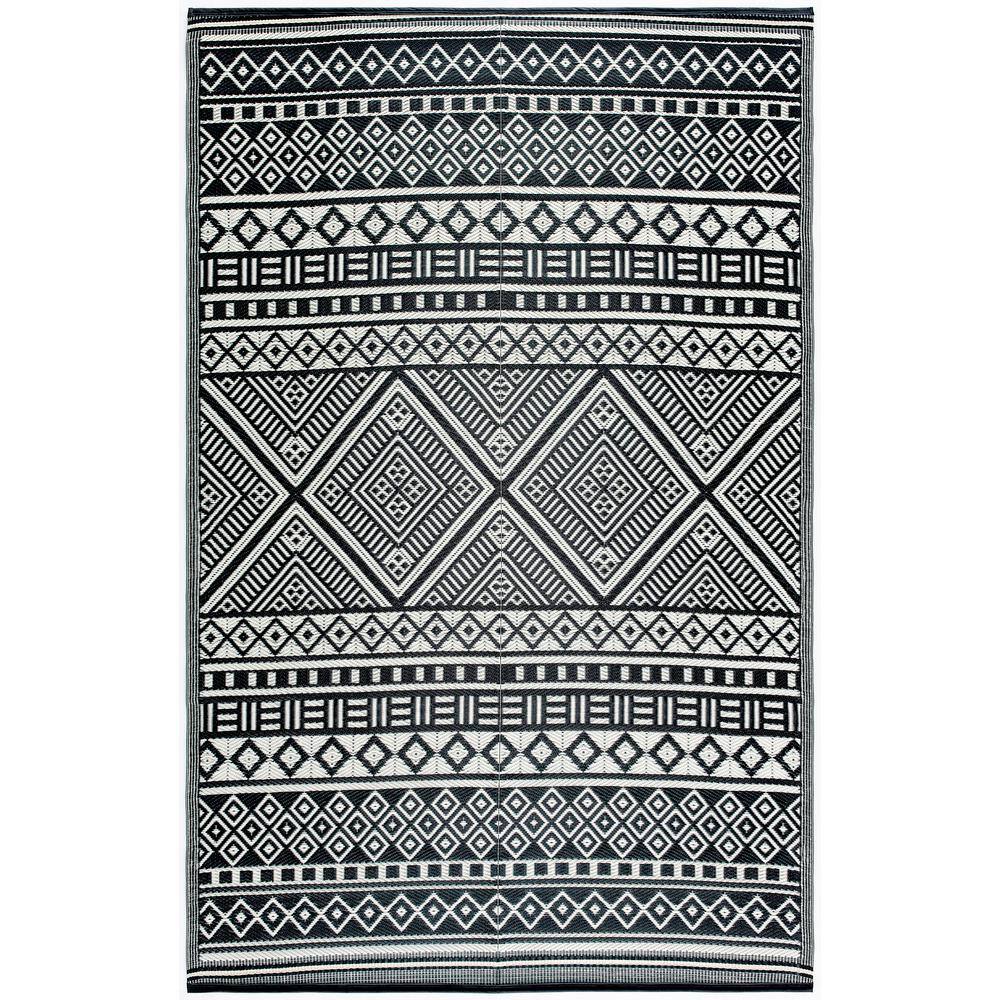 Beverly Rug 4 X 6 Black White Lightweight Moroccan Reversible Plastic ...