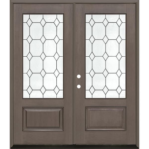 Steves & Sons Regency 72 in. x 80 in. 3/4L Marquise Glass RHIS Ashwood ...