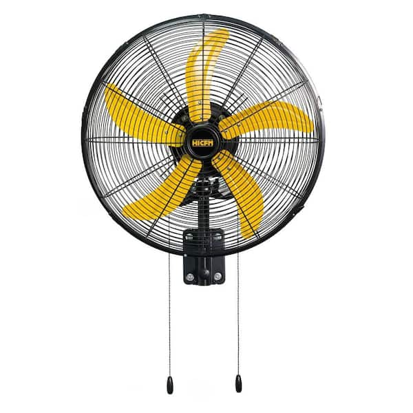 WOCK HICFM 20 in. Yellow Wall Mounted Fan, 4800 CFM 3-Speed Oscillating ...