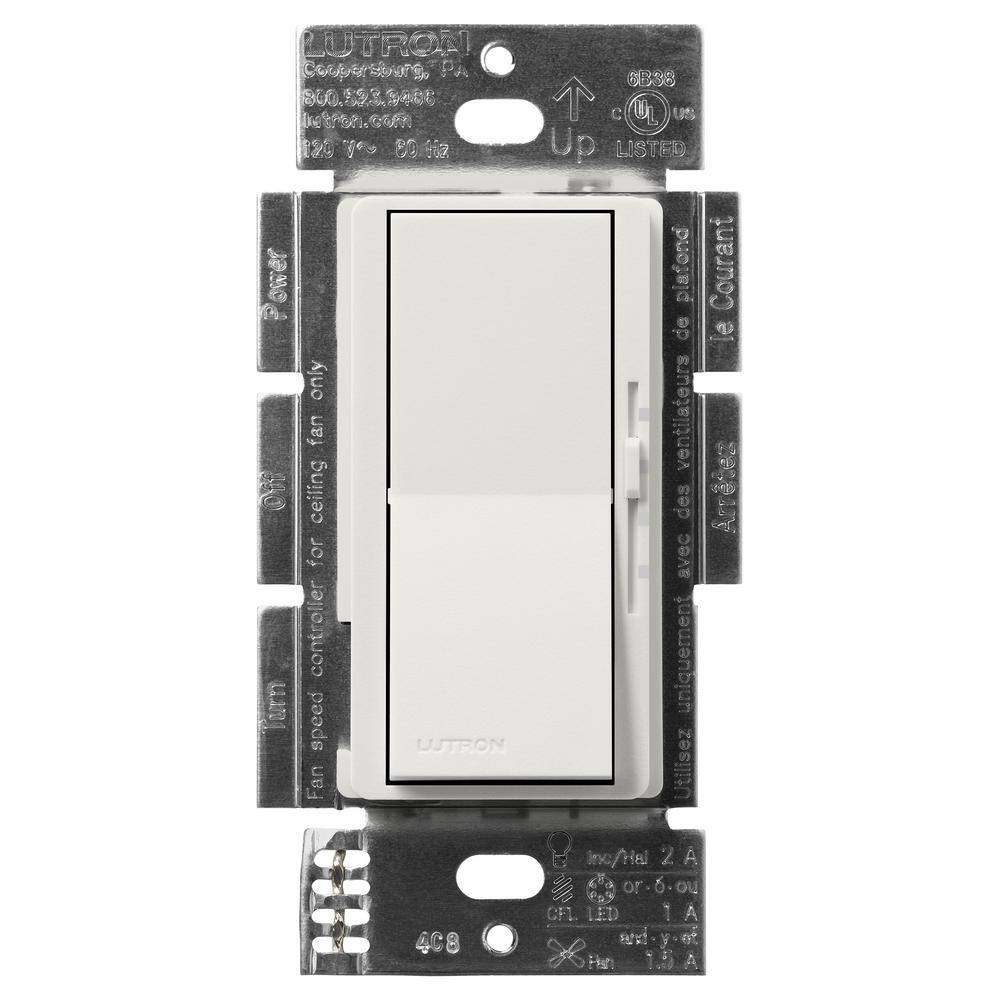 Lutron Diva 3-Speed Fan Control and Light Switch, Single-Pole/3-Way, 1 ...