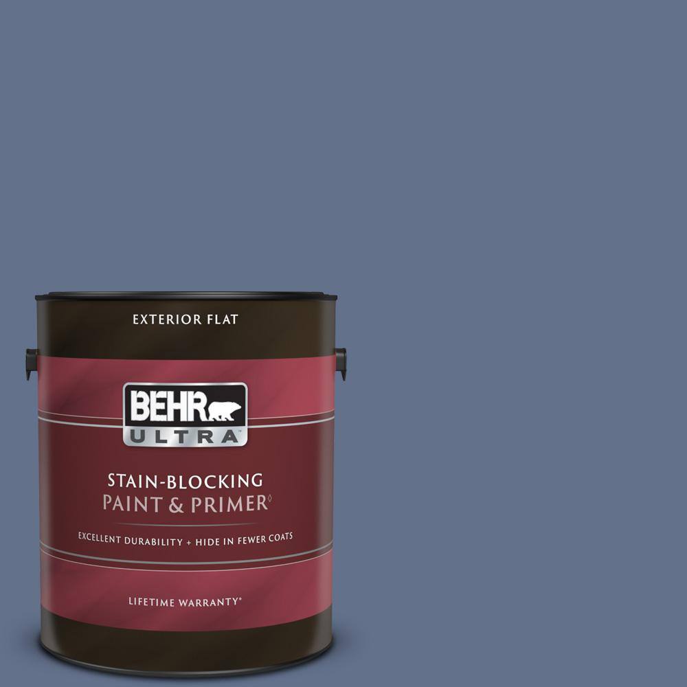 BEHR ULTRA 1 gal. #600F-6 Atlantic Blue Flat Exterior Paint & Primer ...