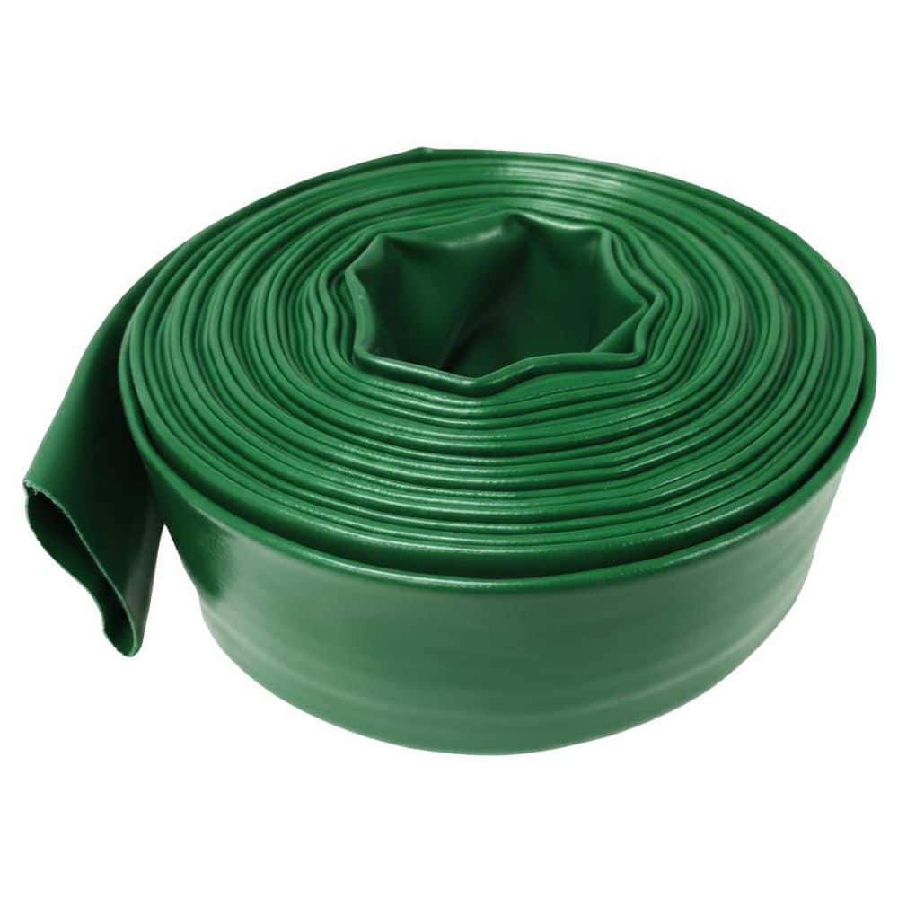 HYDROMAXX 3 in. x 300 ft. Heavy Duty 6 Bar Green Lay Flat Flexible PVC ...
