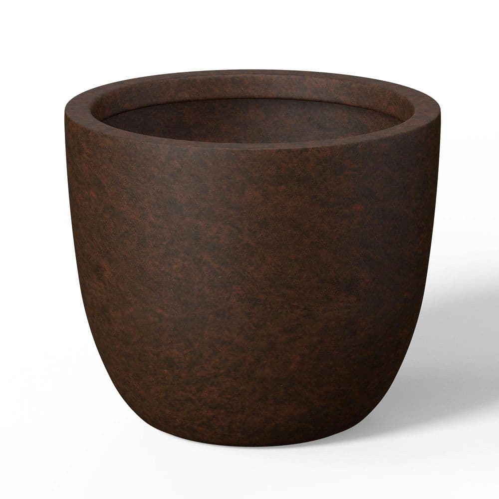 Morrava 14 in. Medium Earthy Brown (Enhanced Interior) Concrete Round ...