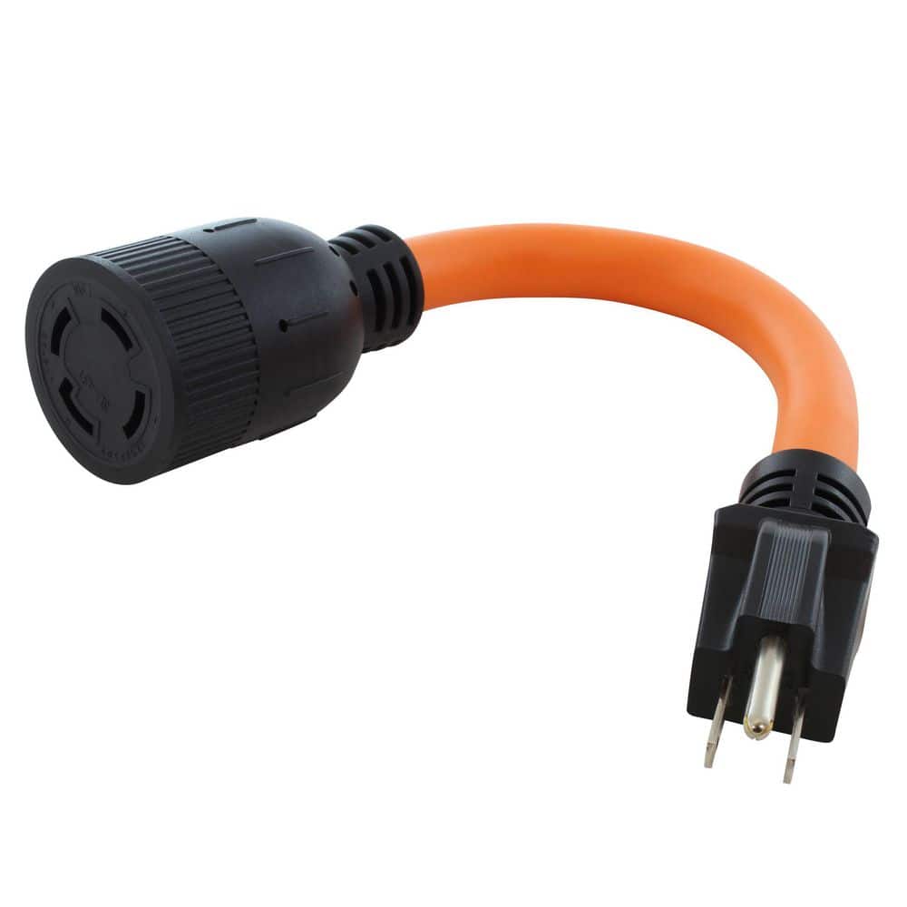 AC WORKS 1 ft. 15 Amp Household Plug to L14-30 30 Amp 4-Prong Transfer ...