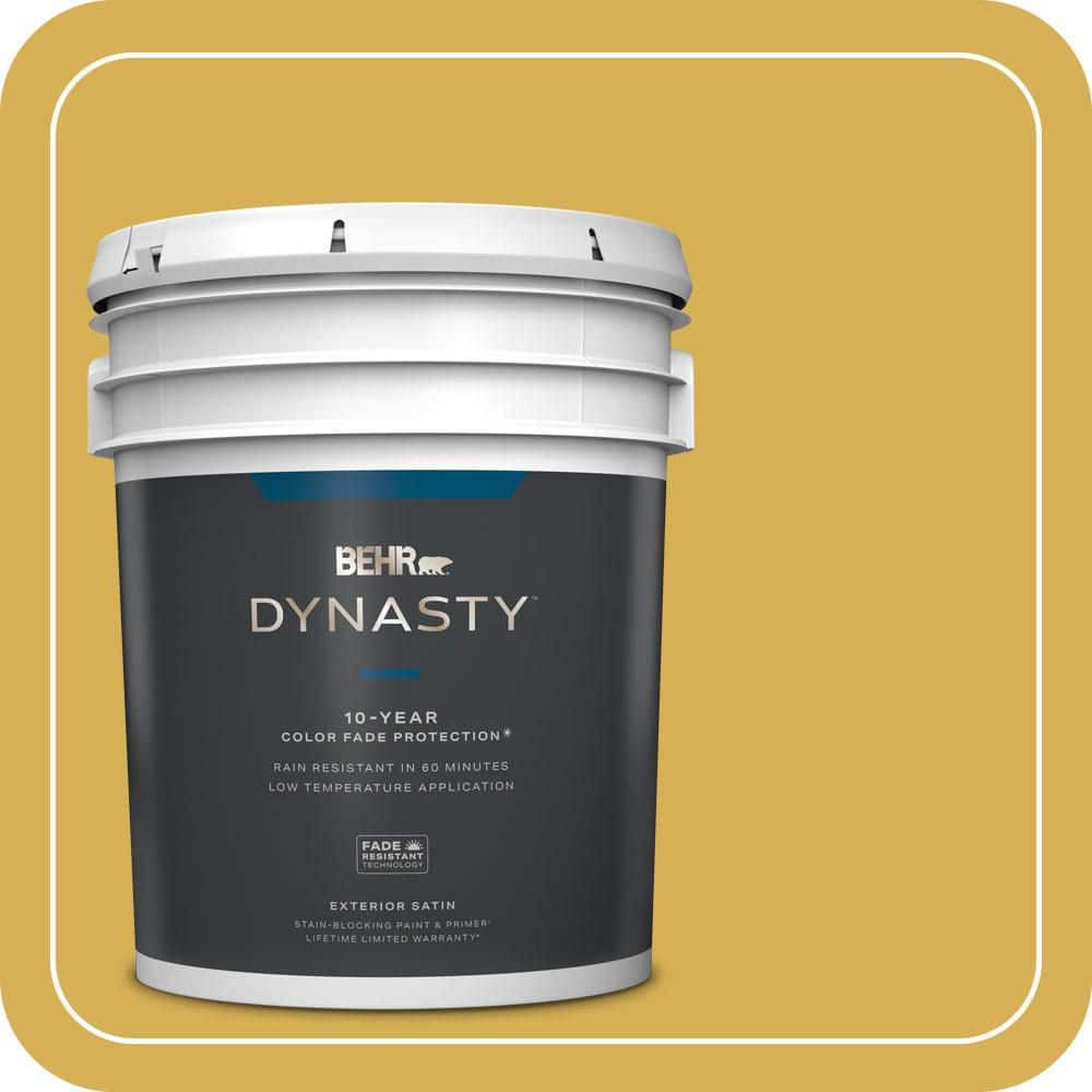 BEHR DYNASTY 5 gal. #370D-6 Golden Cricket Satin Enamel Exterior Stain ...