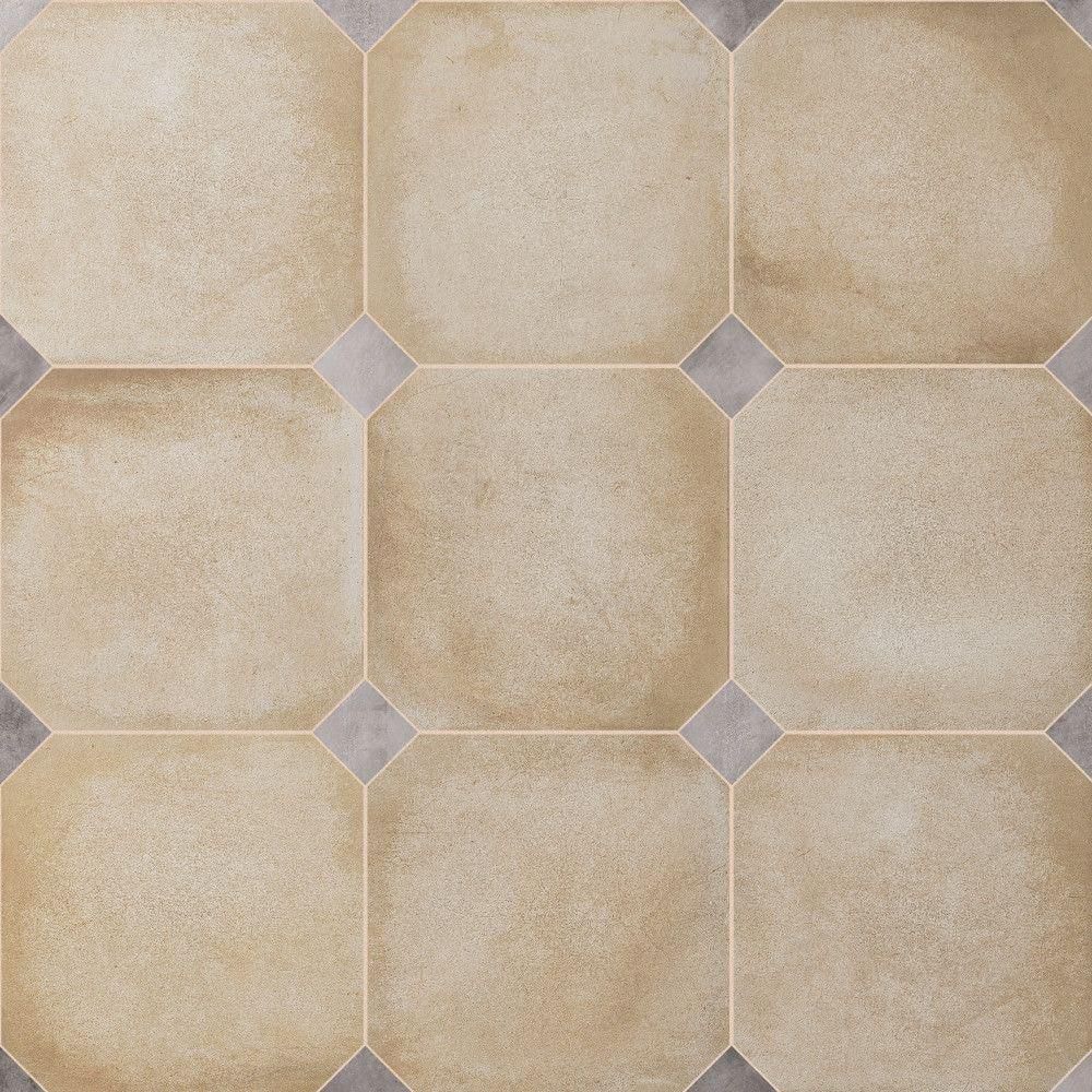 Merola Tile Laverton Octagon Beige with Taco Gris 8 in. x 8 in ...