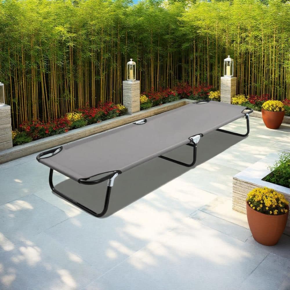 Benjara Black Metal Frame Outdoor Chaise Lounge BM325635 - The Home Depot