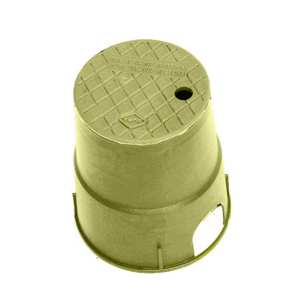 DURA 10 in. Round Valve Box in Tan Body Tan Lid 102