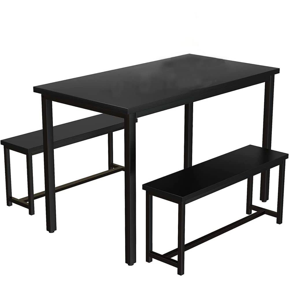 mieres 3-Pieace Dining Table Set with 2-Beanch and 1-Rectangle Table ...