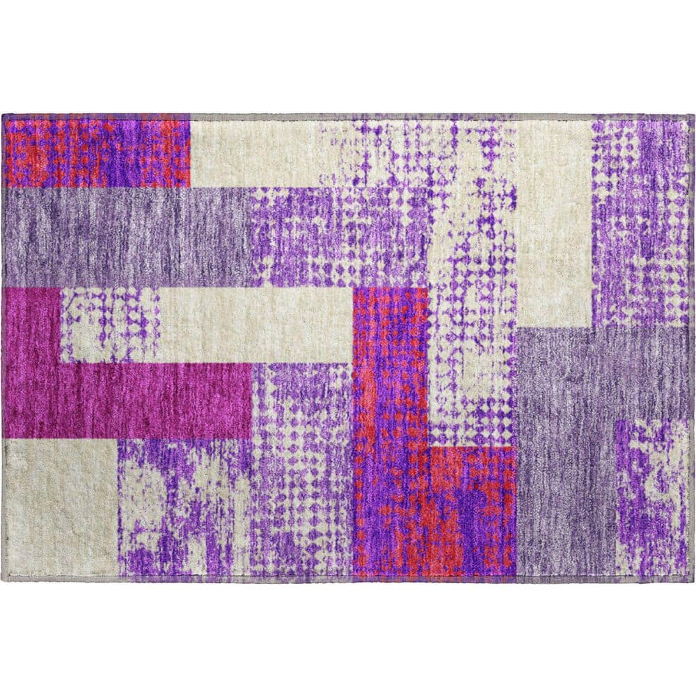 Addison Rugs Mayfield Premium Machine Washable Abstract AMF941 Lavender ...